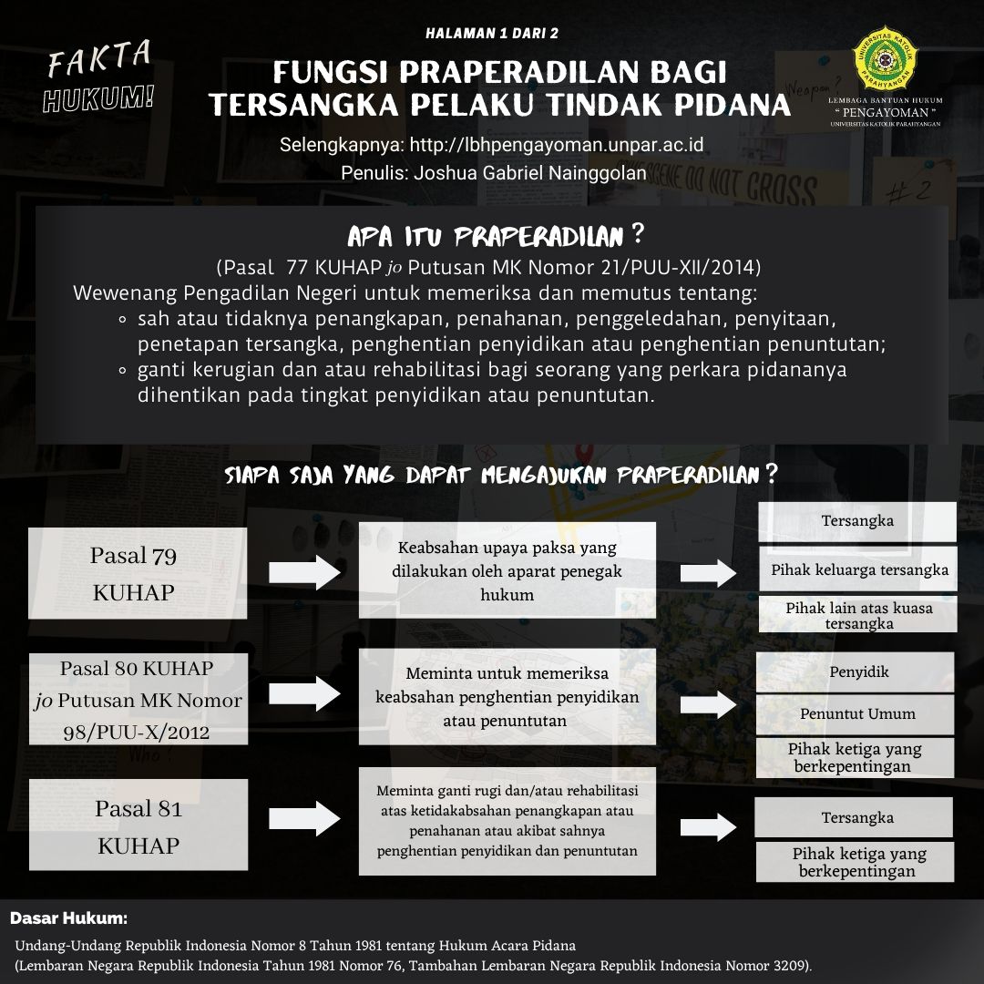 Fungsi Praperadilan Bagi Tersangka Pelaku Tindak Pidana - LBH ...