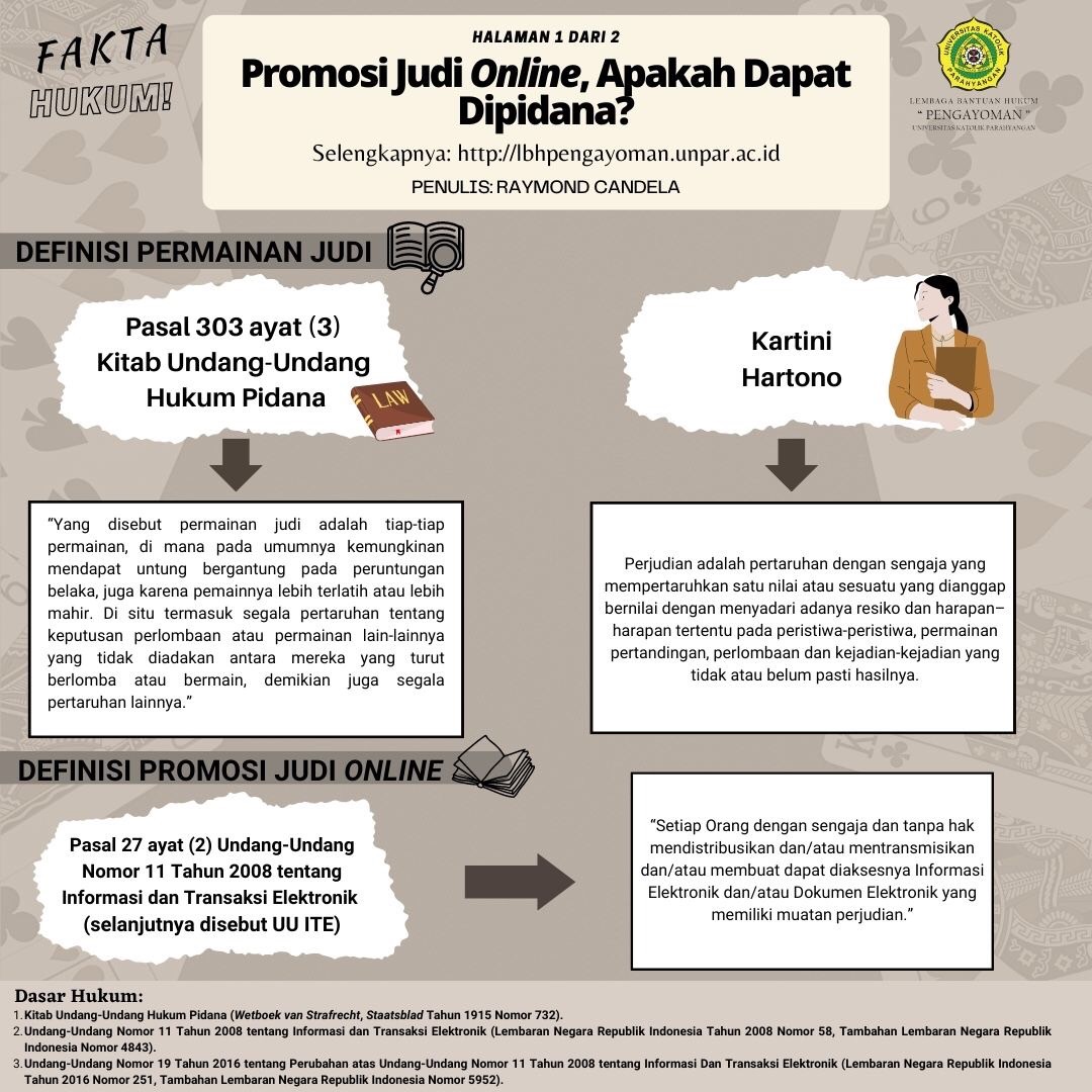 Promosi Judi Online, Apakah Dapat Dipidana? - LBH "Pengayoman" UNPAR