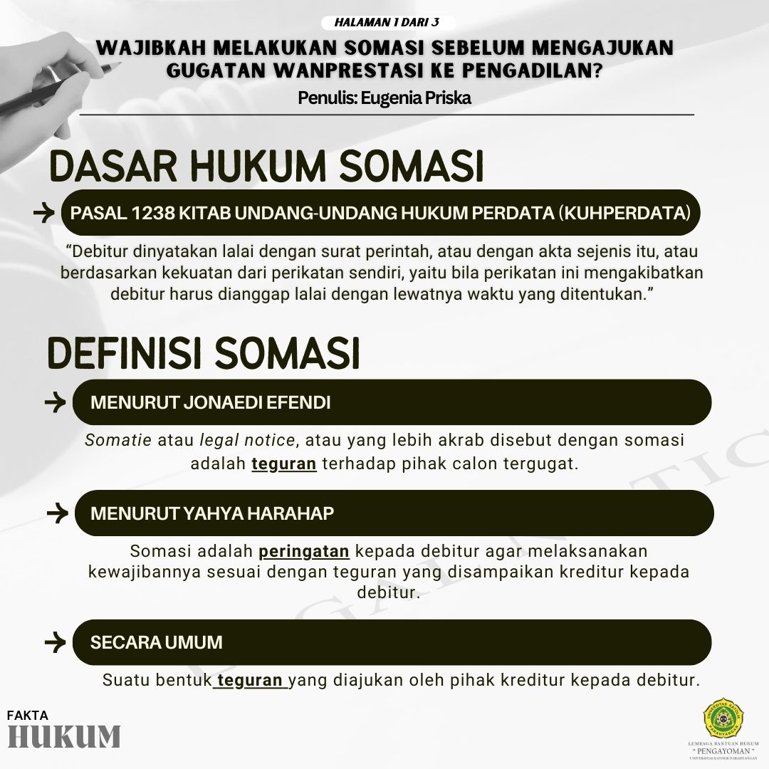 Wajibkah Melakukan Somasi Sebelum Mengajukan Gugatan Wanprestasi ke ...